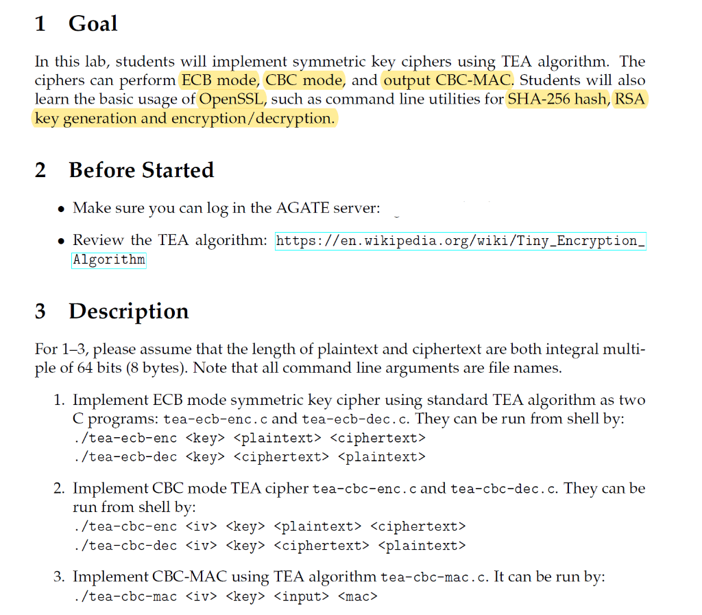 Solved 1 Goal In this lab, students will implement symmetric | Chegg.com