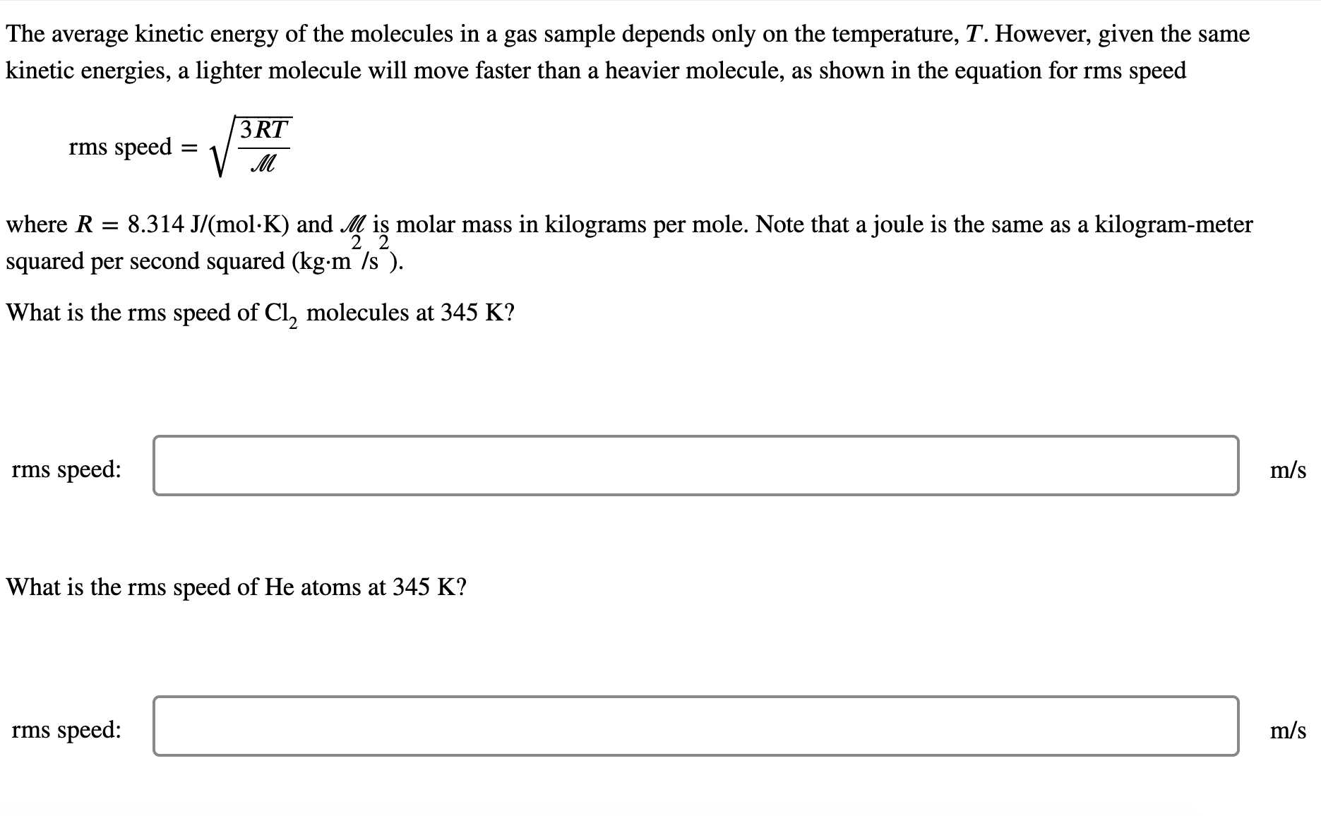 Solved The average kinetic energy of the molecules in a gas | Chegg.com