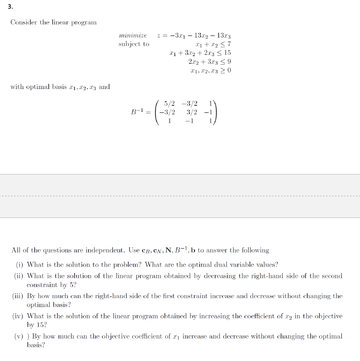 Solved Consider the linear program minimize subject to | Chegg.com