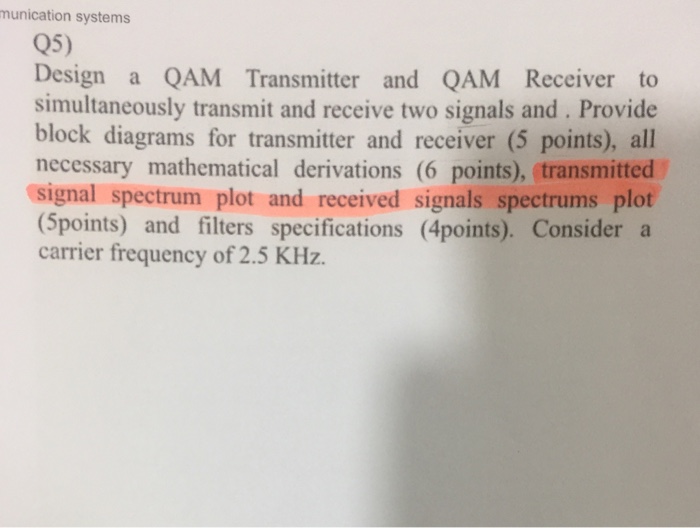 Solved Design a QAM Transmitter and QAM Receiver to | Chegg.com