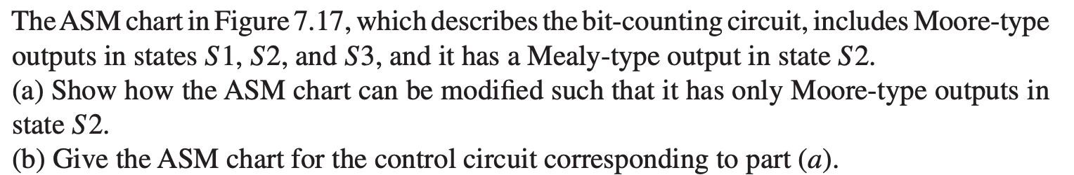Solved The ASM chart in Figure 7.17, which describes the | Chegg.com