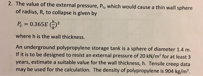2. The value of the external pressure, Po, which | Chegg.com