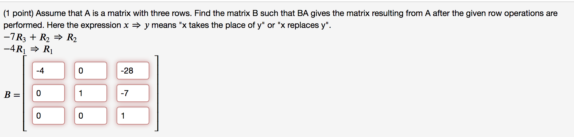 Solved (1 point) Assume that A is a matrix with three rows. | Chegg.com