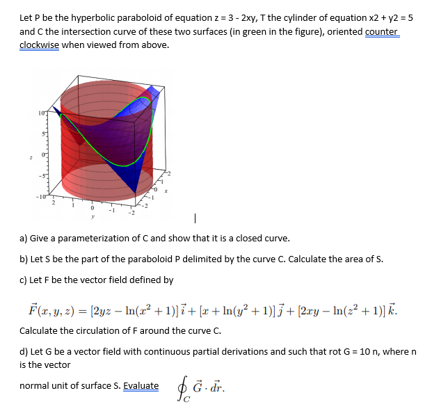 Solved Let P be the hyperbolic paraboloid of equation z = 3 | Chegg.com