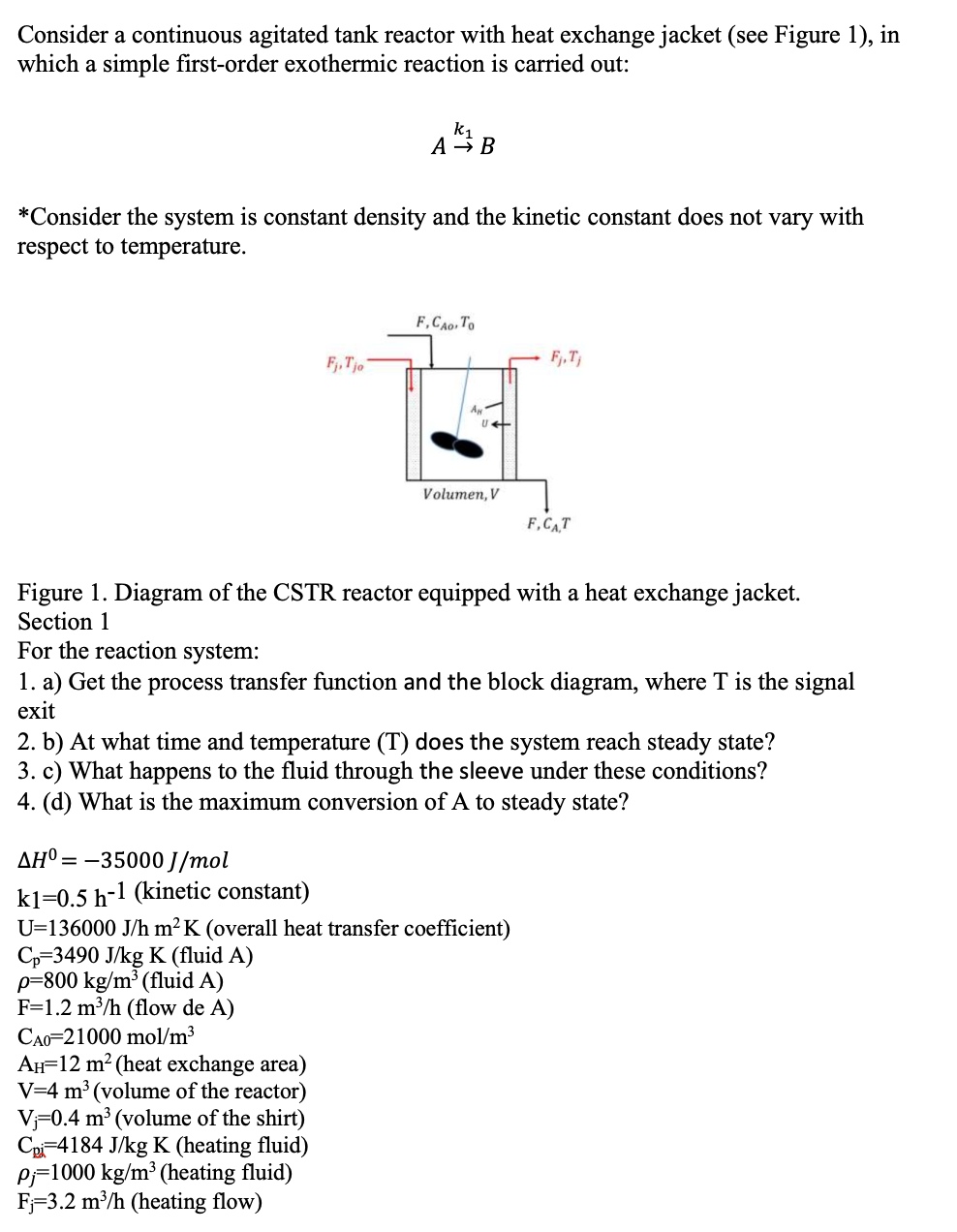 Solved Consider a continuous agitated tank reactor with heat | Chegg.com