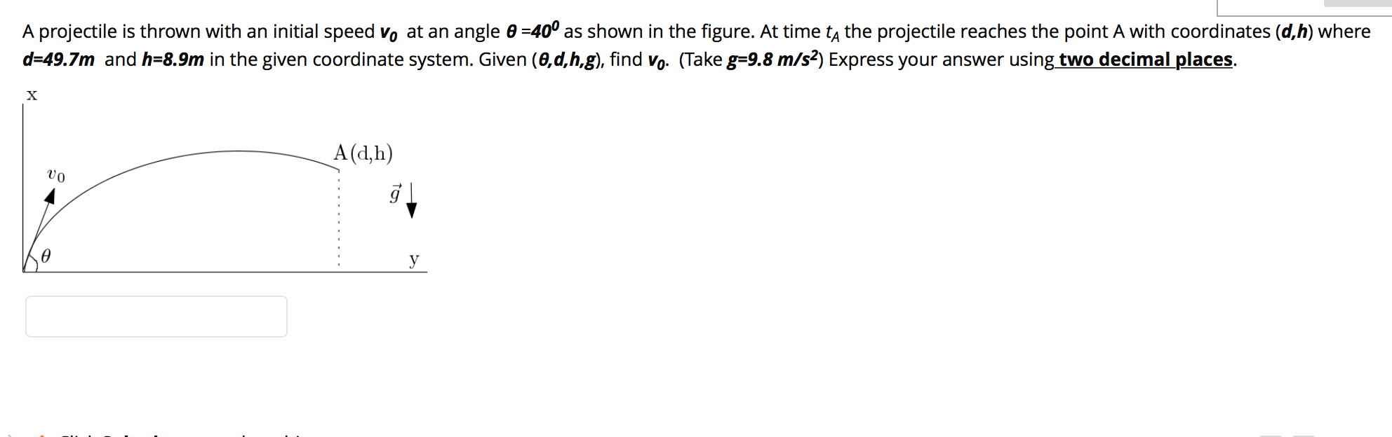 Solved A projectile is thrown with an initial speed Vo at an | Chegg.com