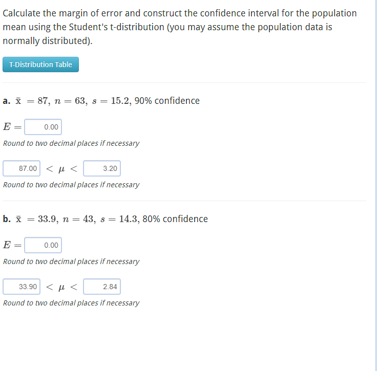 Solved Calculate the margin of error and construct the | Chegg.com