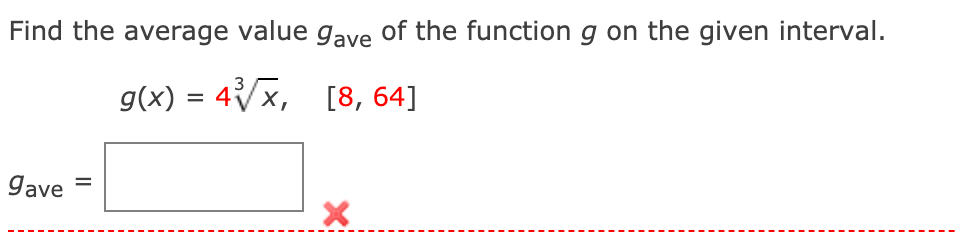 Solved Find the average value gave of the function g on the | Chegg.com