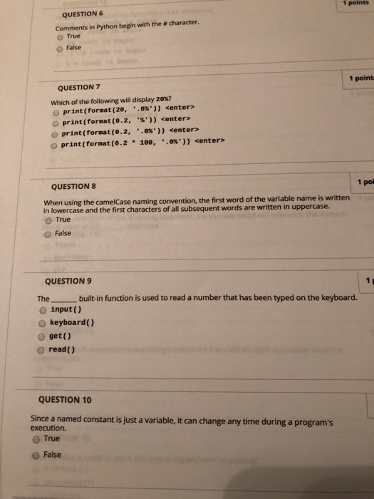 Solved: NoN QUESTION 1 In Python, Print Statements Written... | Chegg.com