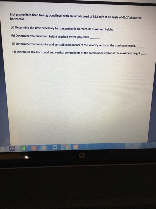Solved A projectile is fired horn ground level with an | Chegg.com
