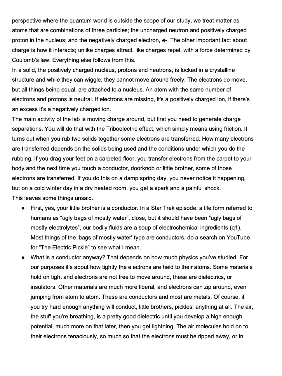 Physics II Lab Lab 01 - Electrostatics . . Objectives | Chegg.com