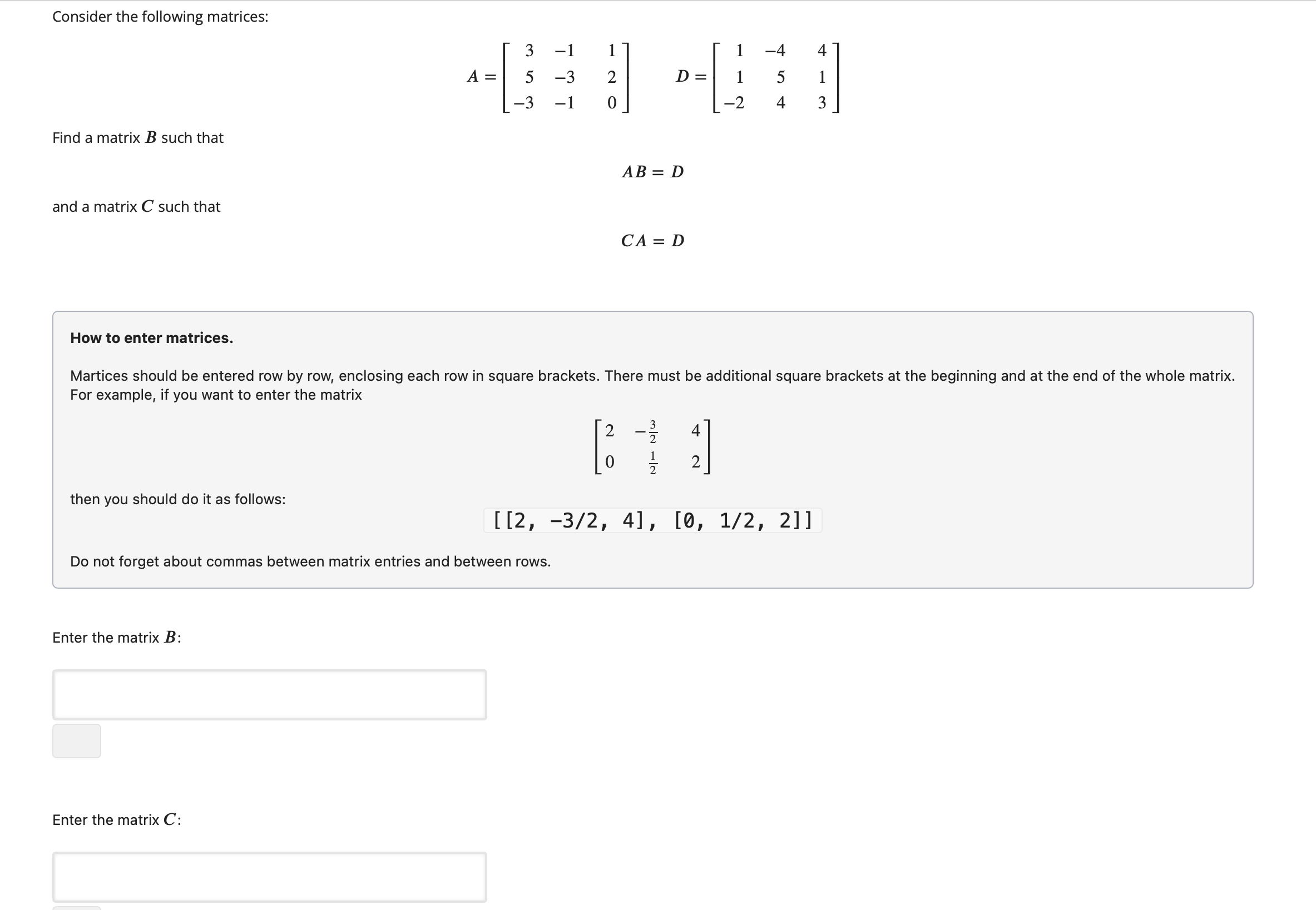 Solved Consider the following matrices: | Chegg.com