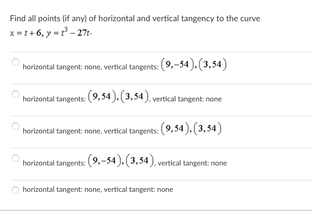 Solved Find all points (if any) of horizontal and vertical | Chegg.com