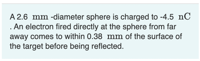 Solved A 2.6mm-diameter sphere is charged to -4.5nC. ﻿An | Chegg.com