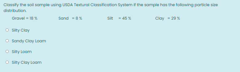 Solved Classify the soil sample using USDA Textural | Chegg.com