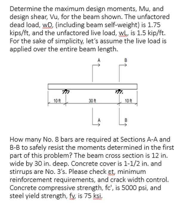 Solved Determine the maximum design moments, Mu, and design | Chegg.com