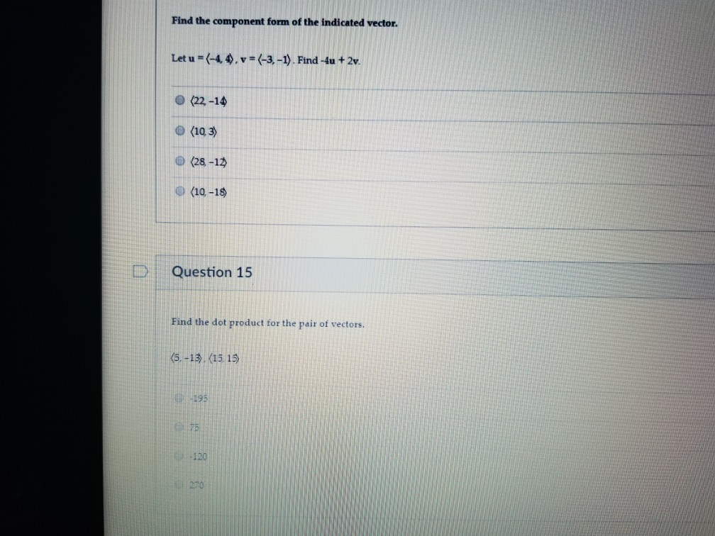 Solved Find the component form of the indicated vector. Let | Chegg.com