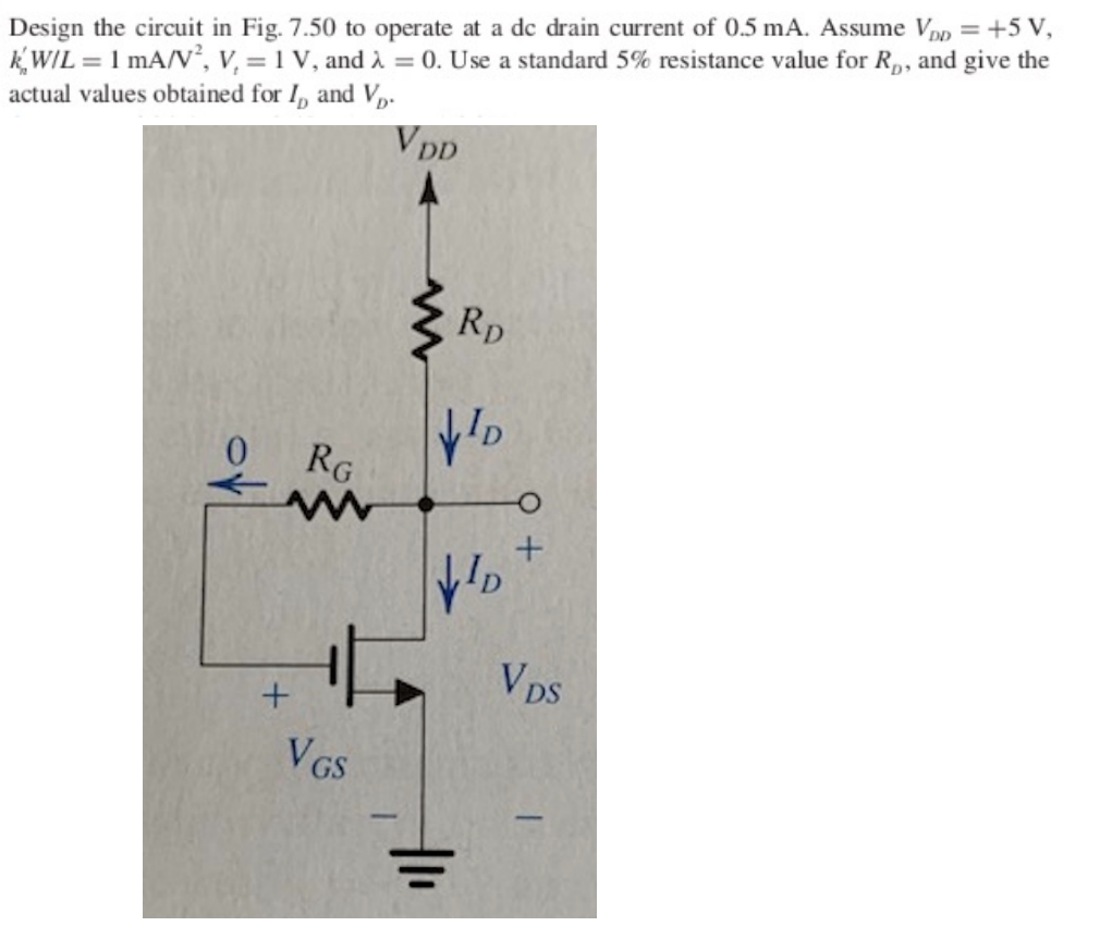Solved Design the circuit in Fig. 7.50 to operate at a dc | Chegg.com