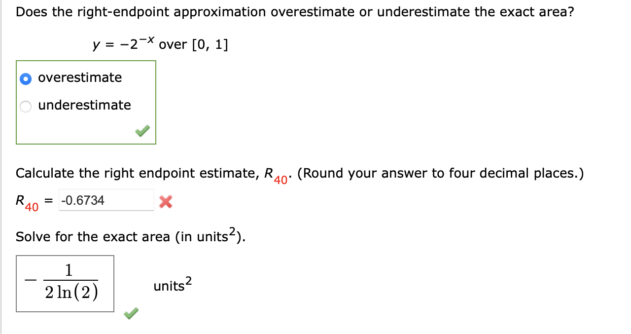 Solved Does the right-endpoint approximation overestimate or | Chegg.com