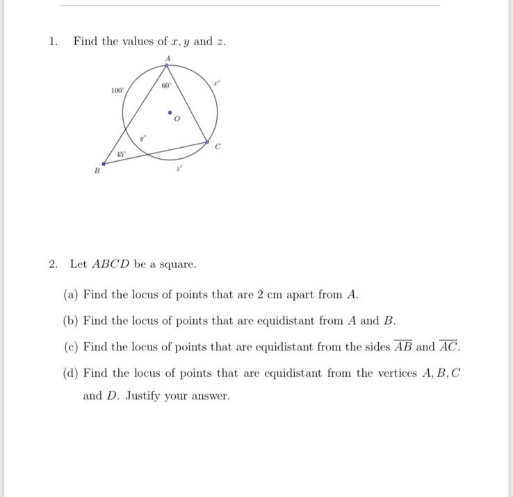 Solved Find the values of x,y ﻿and z.Let ABCD be a | Chegg.com