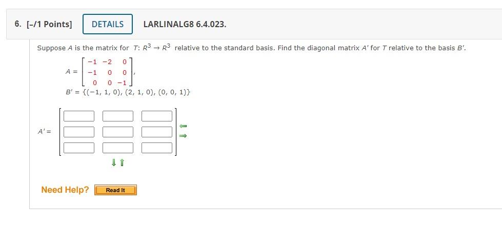 Solved Suppose A is the matrix for T:R3→R3 relative to the | Chegg.com