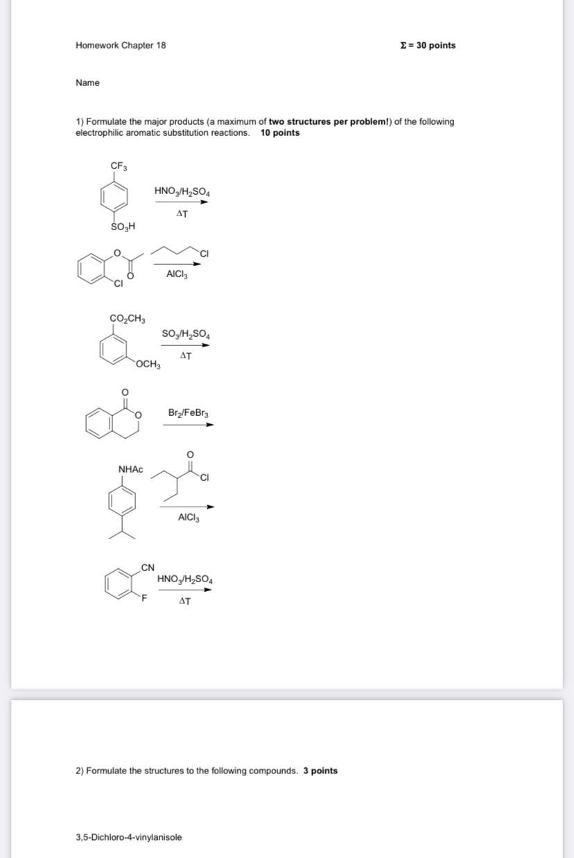 Solved Homework Chapter 18 E = 30 points Name 1) Formulate | Chegg.com