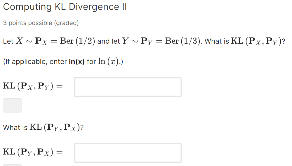 Solved 3 points possible (graded) Let X∼PX=Ber(1/2) and let | Chegg.com