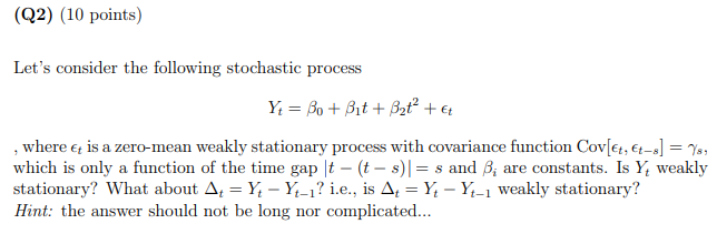 Solved (Q2) (10 points) Let's consider the following | Chegg.com