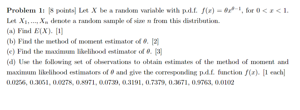 Solved Problem 1: [8 points] Let X be a random variable with | Chegg.com