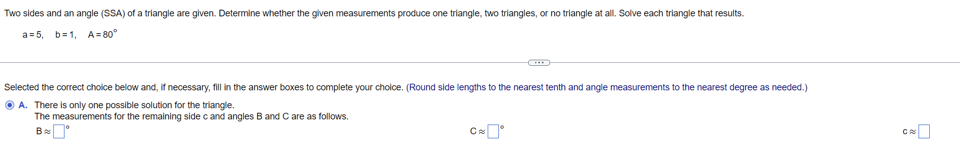 Solved Two sides and an angle (SSA) of a triangle are given. | Chegg.com