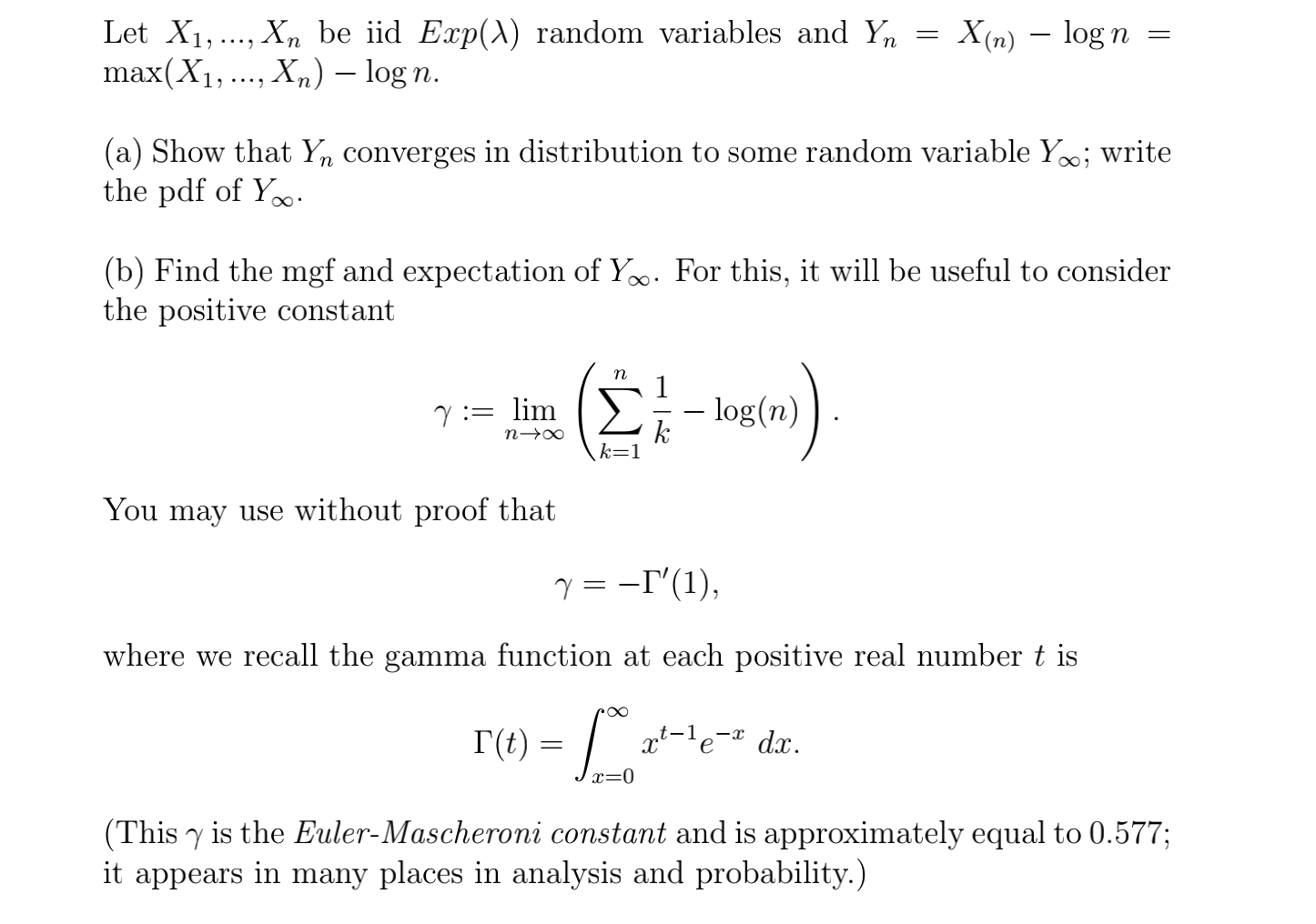 Solved Let X1, ..., Xn be iid Exp(1) random variables and Yn | Chegg.com Solved Let X1, ..., Xn be iid Exp(1) random variables and Yn | Chegg.com