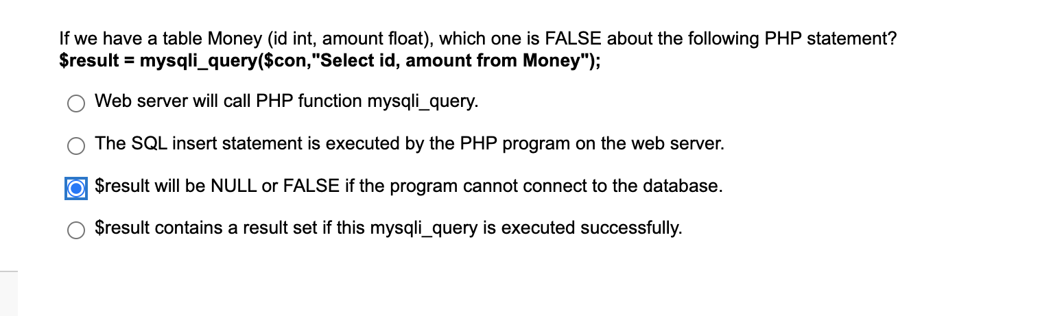 Solved If we have a table Money (id int, amount float), | Chegg.com