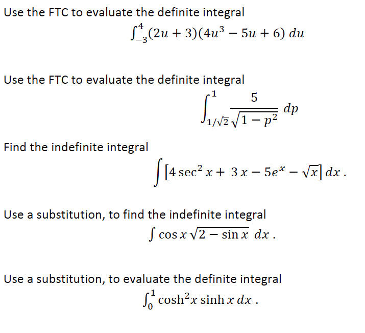 Solved Use the FTC to evaluate the definite integral St (2u | Chegg.com