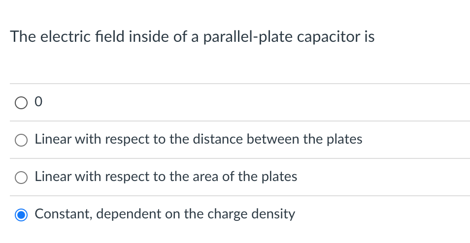 Solved The electric field inside of a parallel-plate | Chegg.com