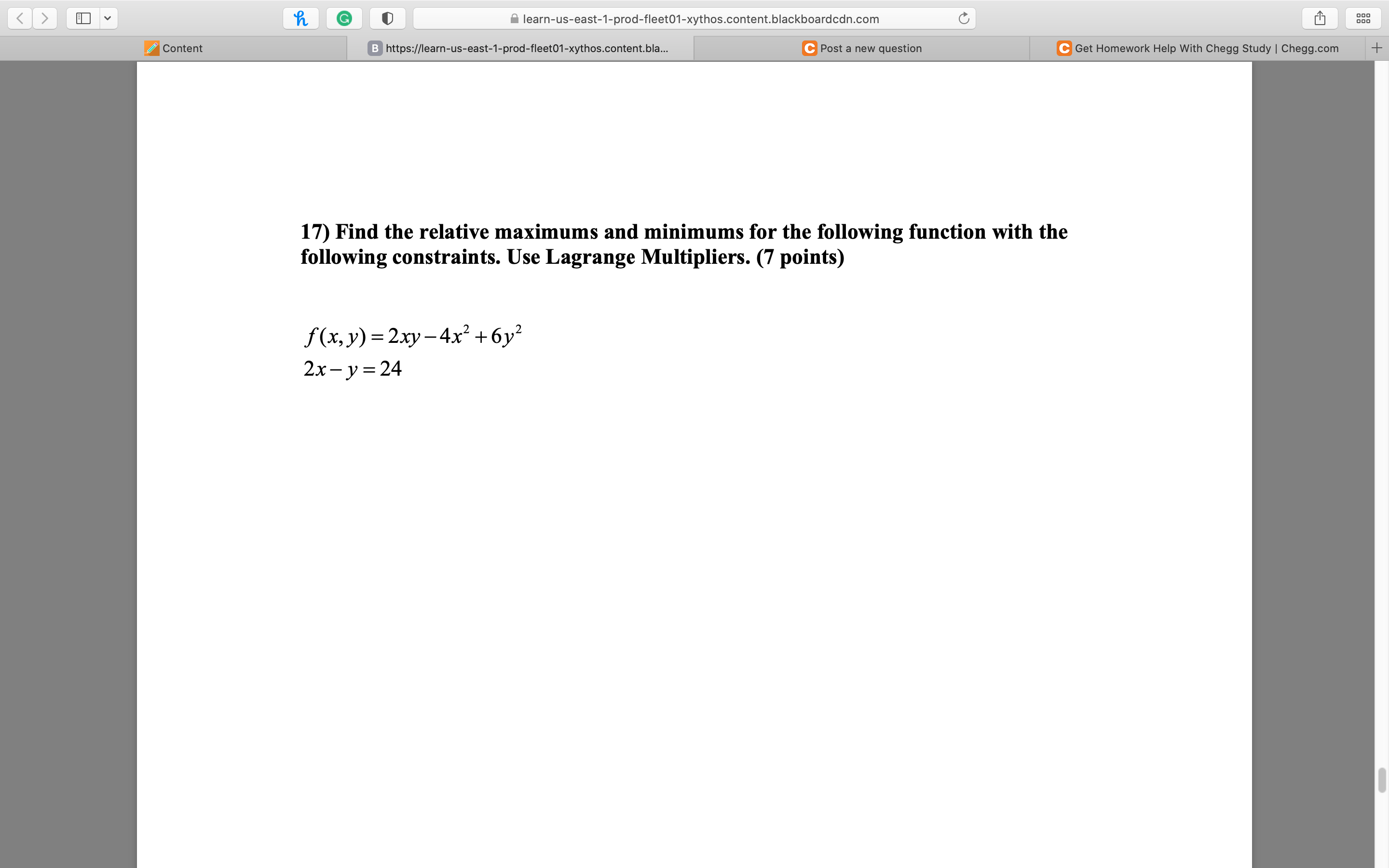 Solved 17) Find the relative maximums and minimums for the | Chegg.com