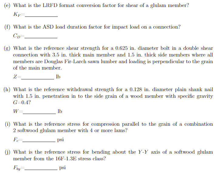 Solved (e) What is the LRFD format conversion factor for | Chegg.com