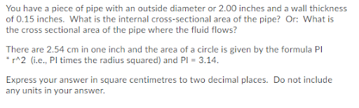 Solved You have a piece of pipe with an outside diameter or | Chegg.com
