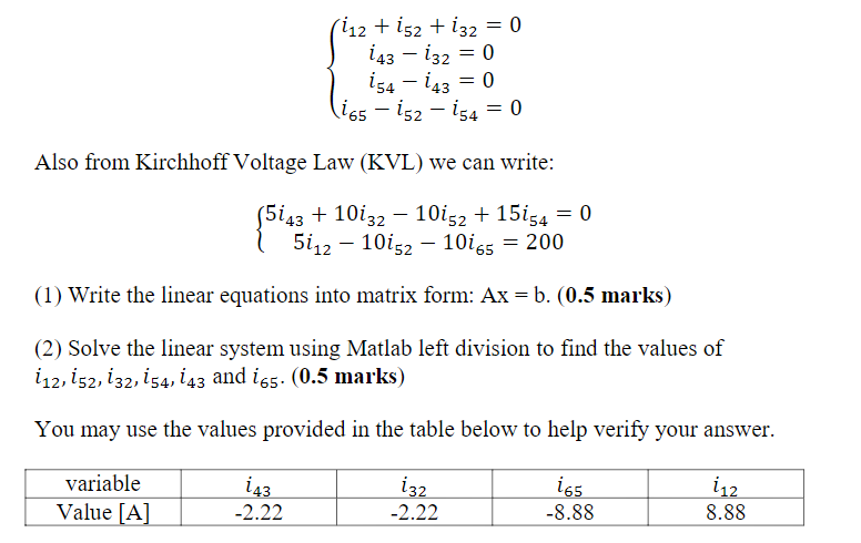 Solved Task Three: Formulate and solve a linear algebraic | Chegg.com
