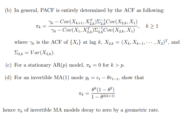 Solved Recall the definition of partial autocorrelation | Chegg.com