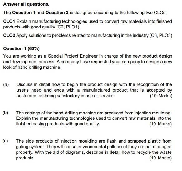 Solved Answer all questions. The Question 1 and Question 2 | Chegg.com