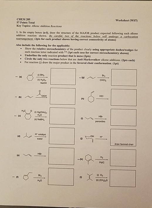 Solved Worksheet (WST) CHEM 205 57 Points Total Key Toples: | Chegg.com