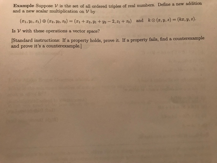 Solved Example Suppose V is the set of all ordered triples | Chegg.com