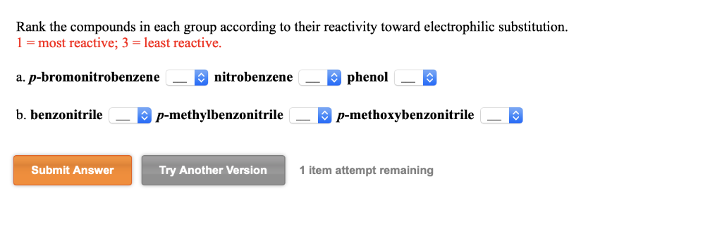 Solved Rank the compounds in each group according to their | Chegg.com
