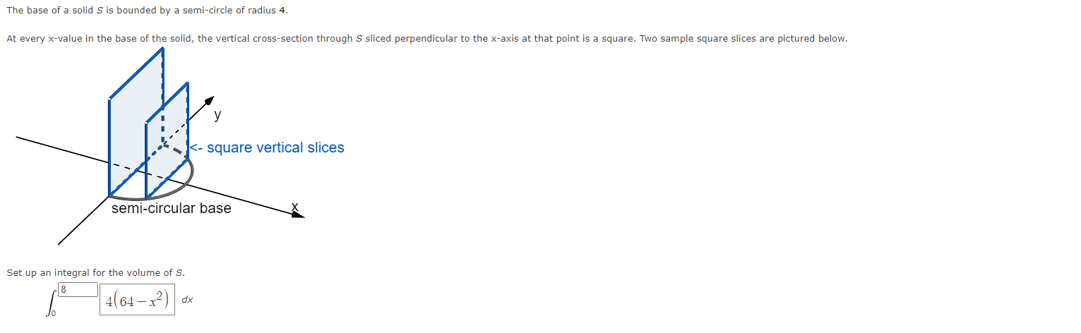 Solved The base of a solid S is bounded by a semi-circle of | Chegg.com