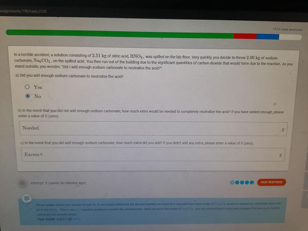 Solved assignments/190/tasks/330 23/25 tasks attempted In a | Chegg.com
