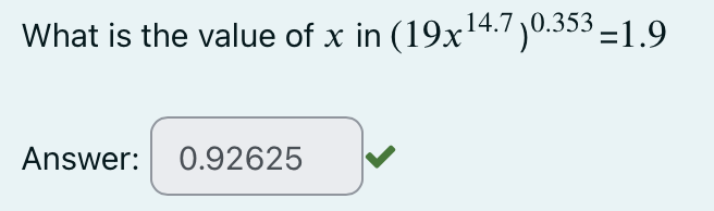 Solved What is the value of x in (19x14.7)0.353=1.9 Answer: | Chegg.com