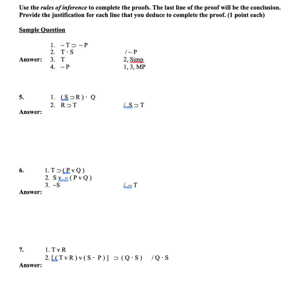 Solved Use the rules of inference to complete the proofs. | Chegg.com