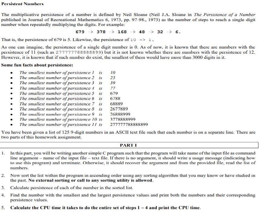 Solved Persistent Numhers The Multiplicative Persistence Of