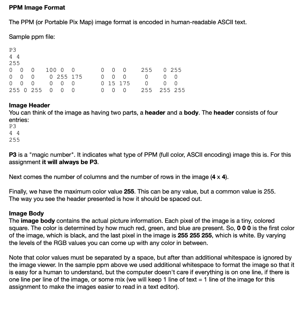 PPM Image Format The PPM (or Portable Pix Map) image | Chegg.com