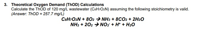 Solved Theoretical Oxygen Demand (ThOD) Calculations | Chegg.com